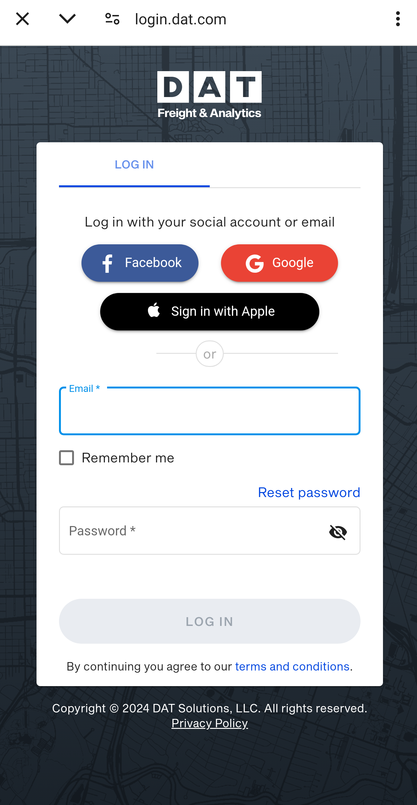 Iniciar sesión en la aplicación DAT One en Apple o Android | Welcome to DAT One Help Center