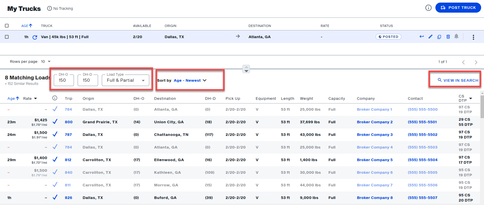 See matching loads to your truck posting | Welcome to DAT One Help Center
