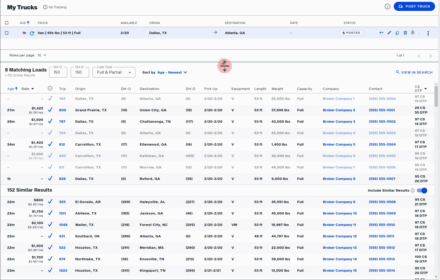 See matching loads to your truck posting | Welcome to DAT One Help Center