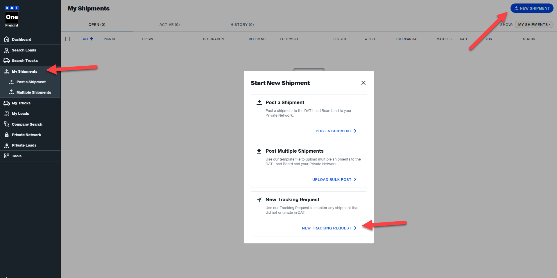 [Video] Create a tracking request | Welcome to DAT One Help Center