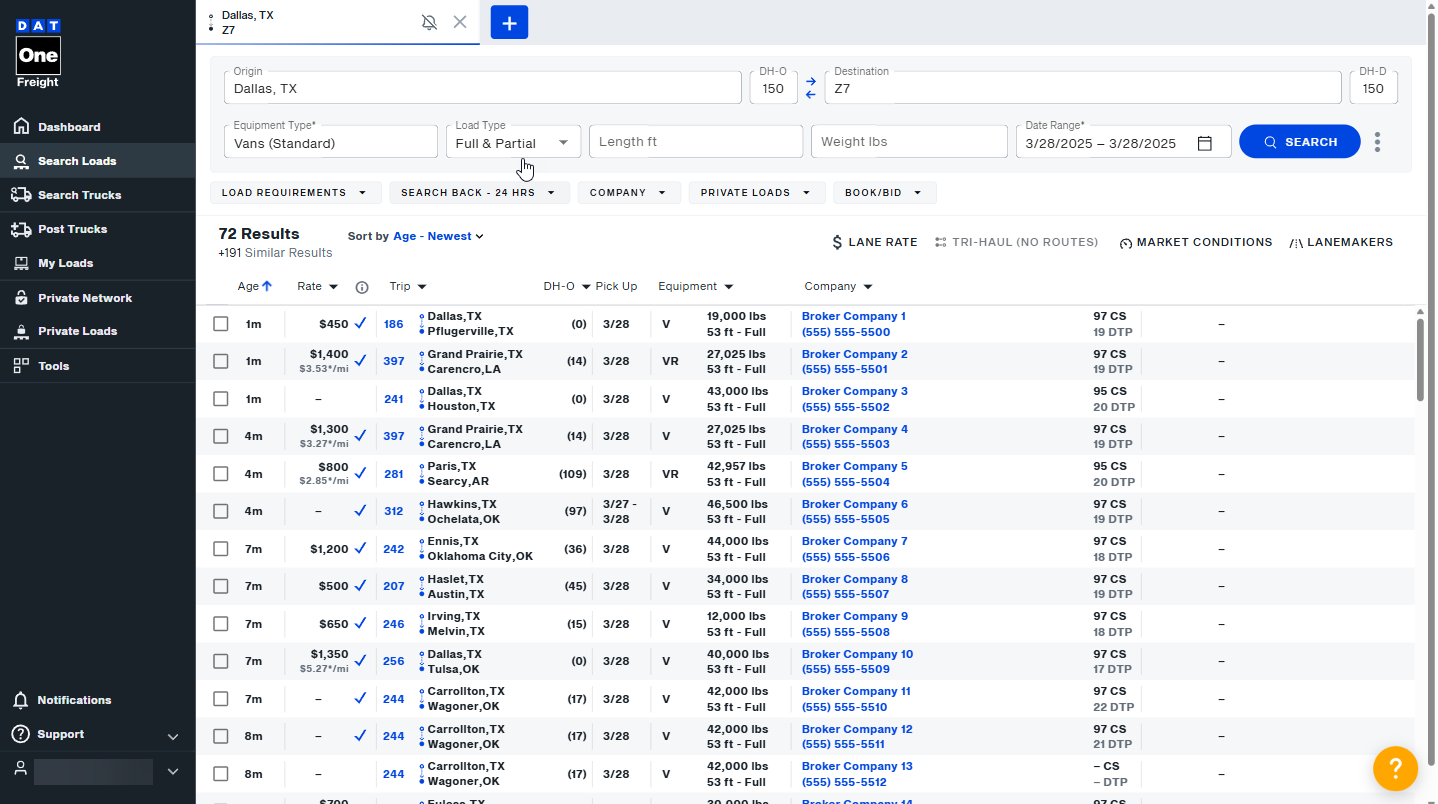 How to search for loads | Welcome to DAT One Help Center