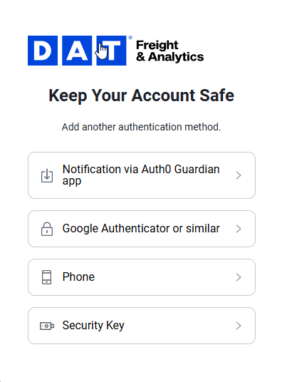 MFA login process for new customers | Welcome to DAT One Help Center