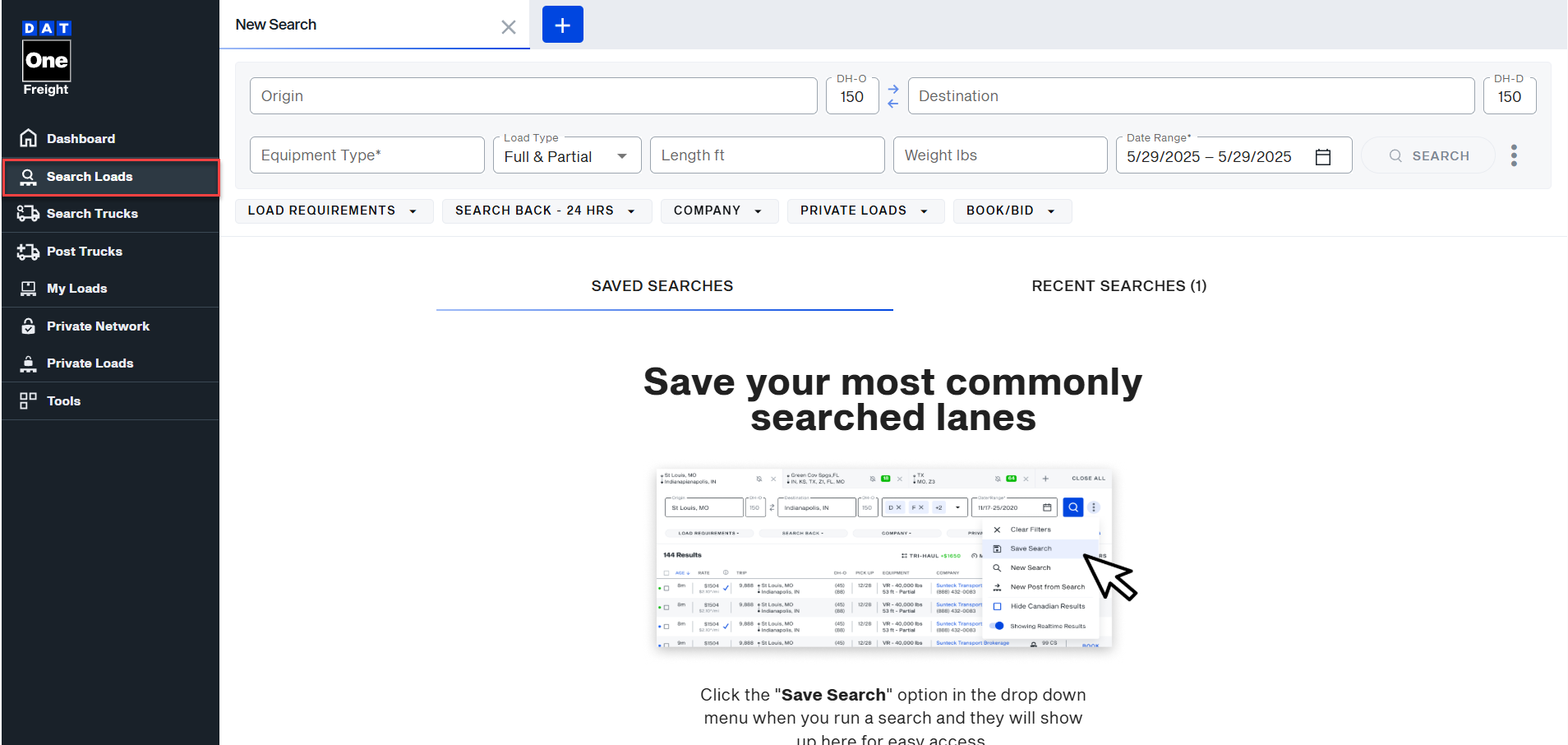 Find loads for sprinter vans, cargo vans, and box trucks on DAT One web ...