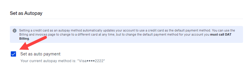 Update payment method | Welcome to DAT One Help Center