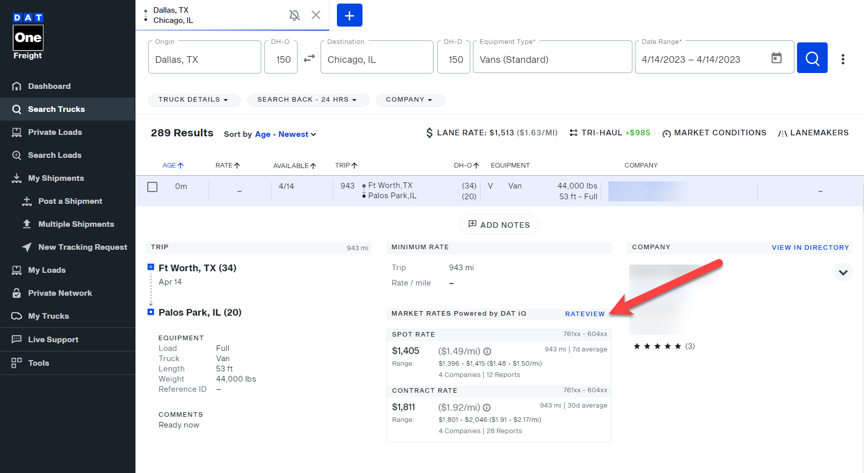 How to access Rateview from truck search results | Welcome to DAT One ...