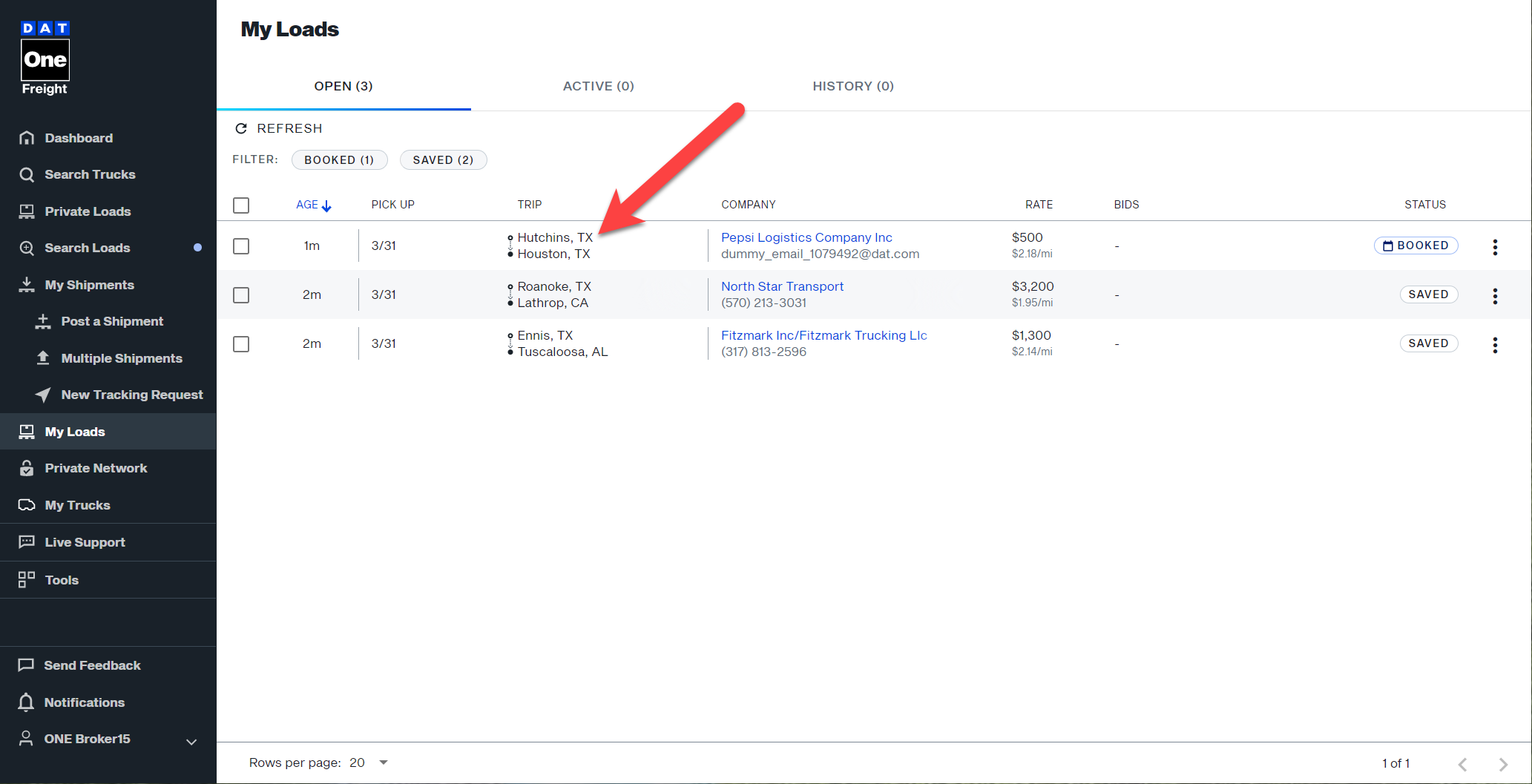 Viewing the details of a load | Welcome to DAT One Help Center