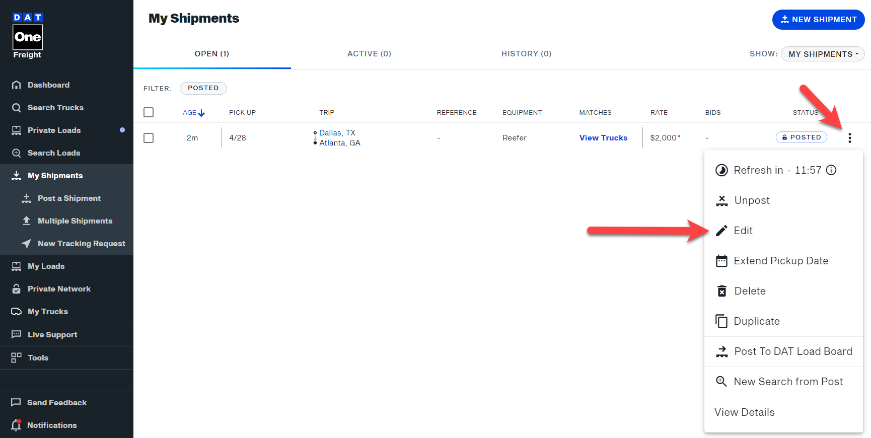 Update who sees your posting | Welcome to DAT One Help Center
