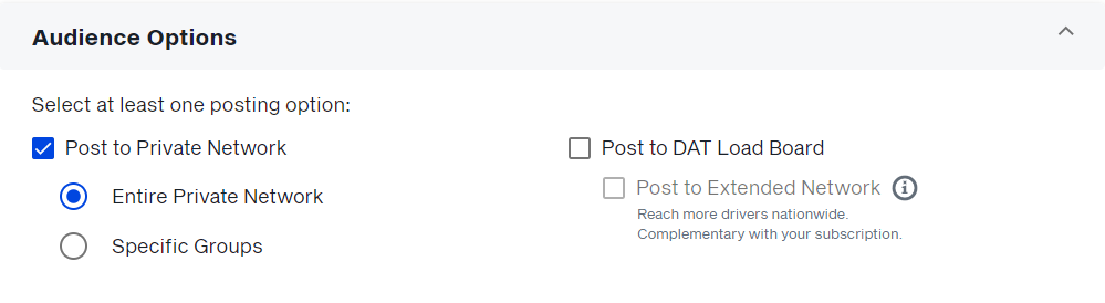 Update who sees your posting | Welcome to DAT One Help Center