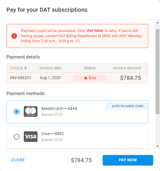 One time payments | Welcome to DAT One Help Center