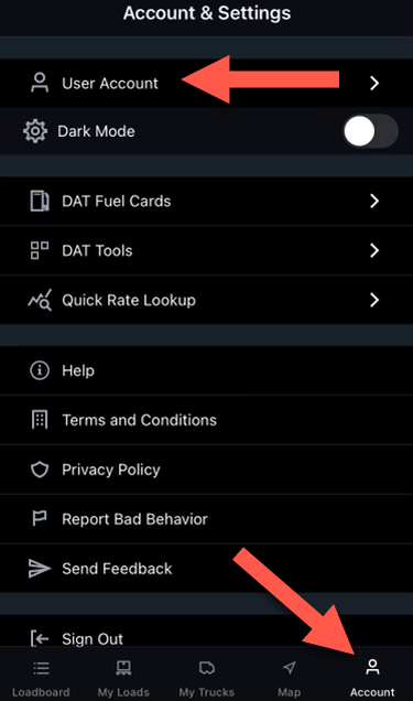 Deleting my account on DAT One Mobile | Welcome to DAT One Help Center