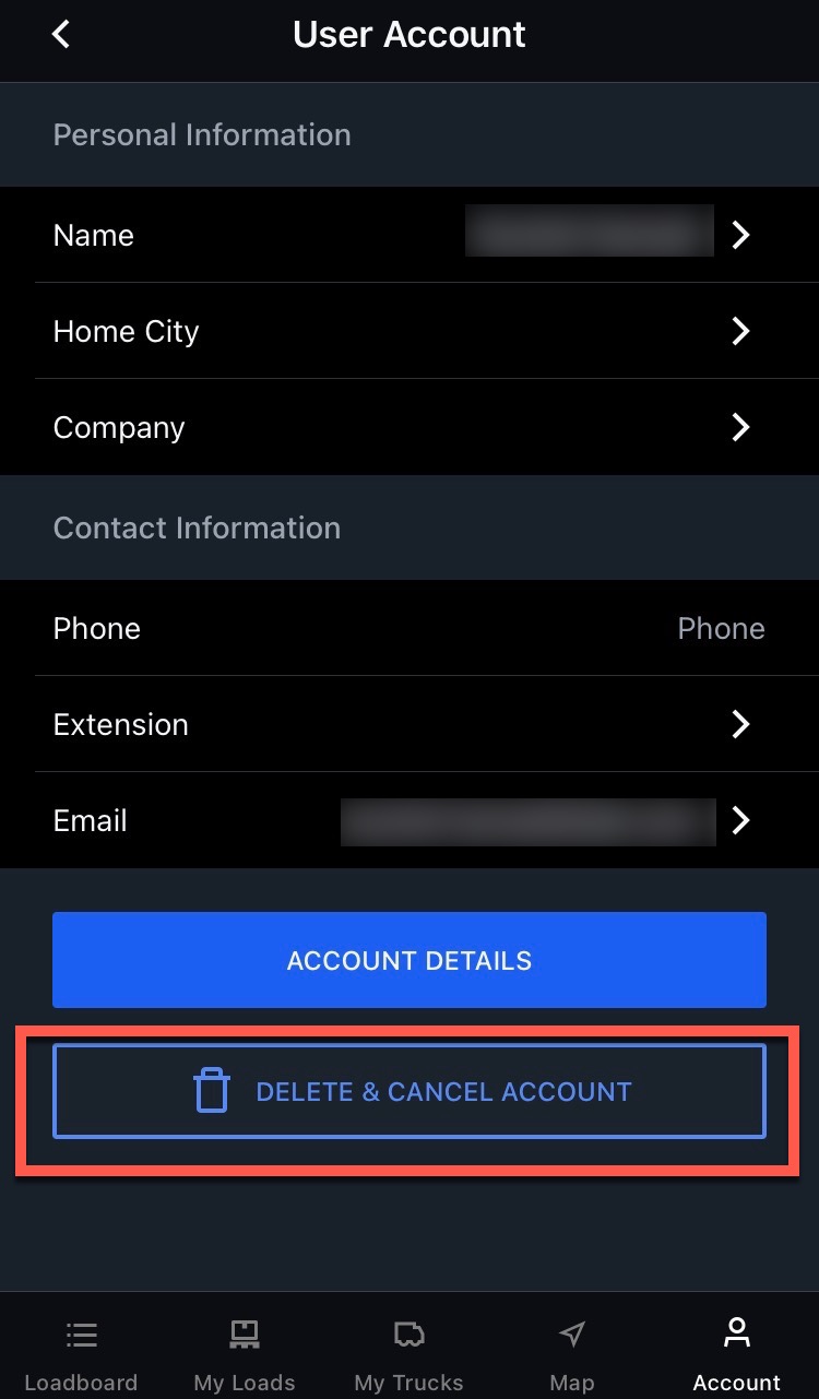 Deleting my account on DAT One Mobile | Welcome to DAT One Help Center