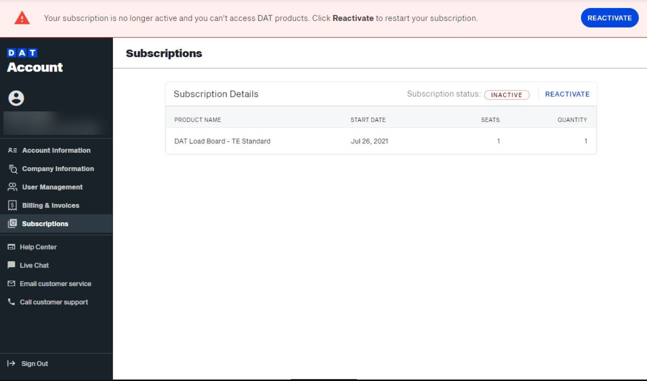 Reactivate / restart my DAT service subscription or account | Welcome ...