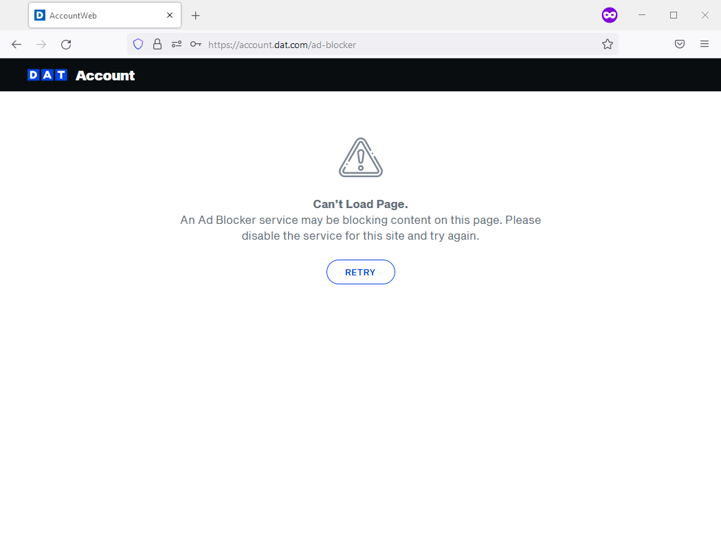 Dat Account Ad Blocker Error Message Welcome To Dat One Help Center