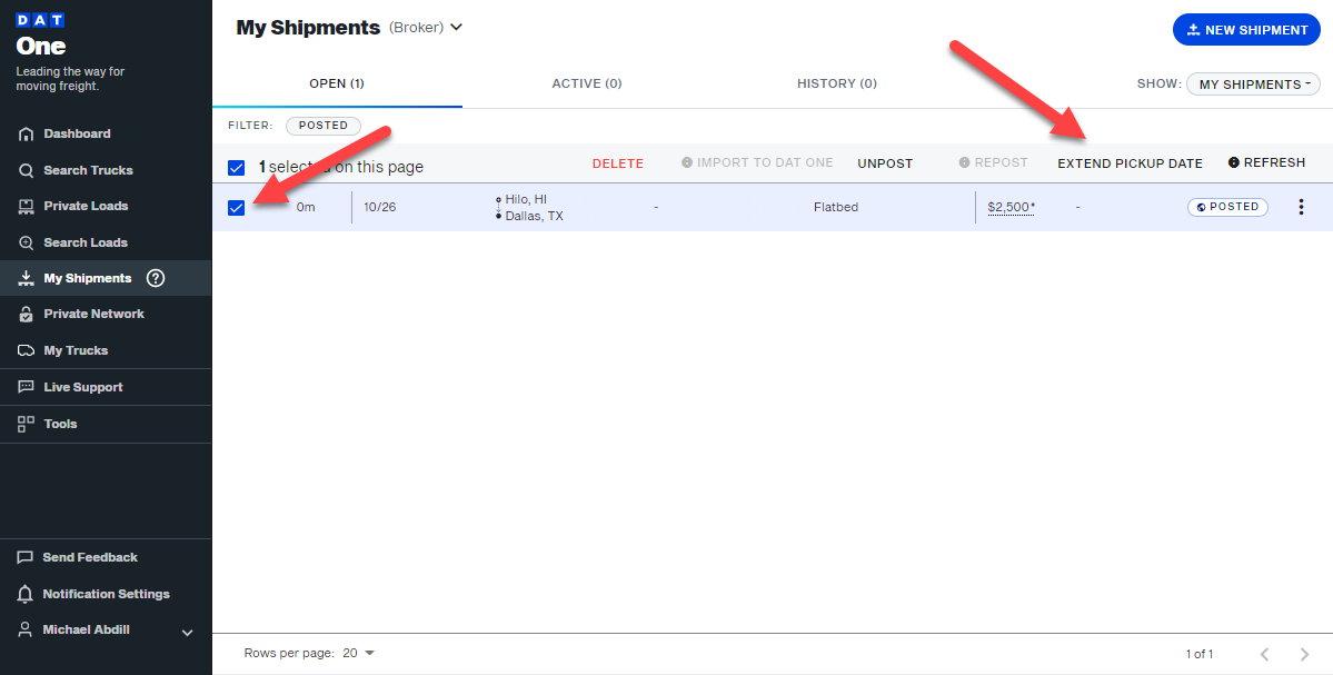 Extend the life of your shipment posting | Welcome to DAT One Help Center