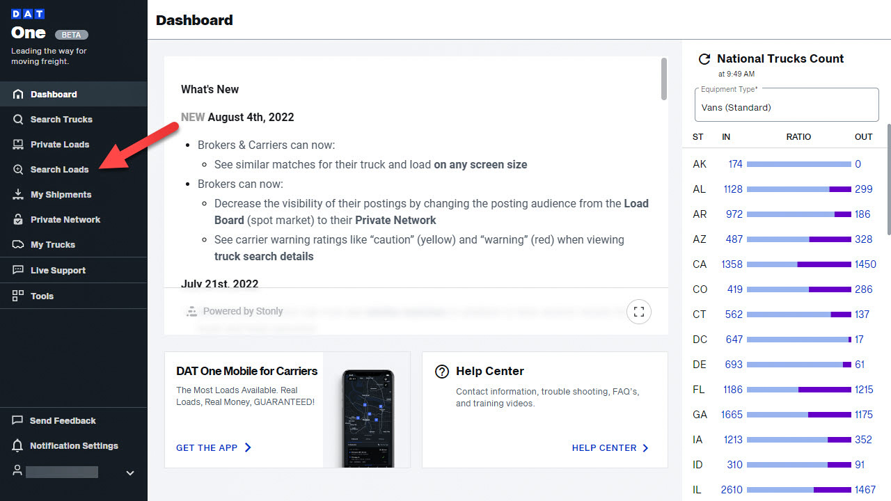 Search for Power Only loads | Welcome to DAT One Help Center