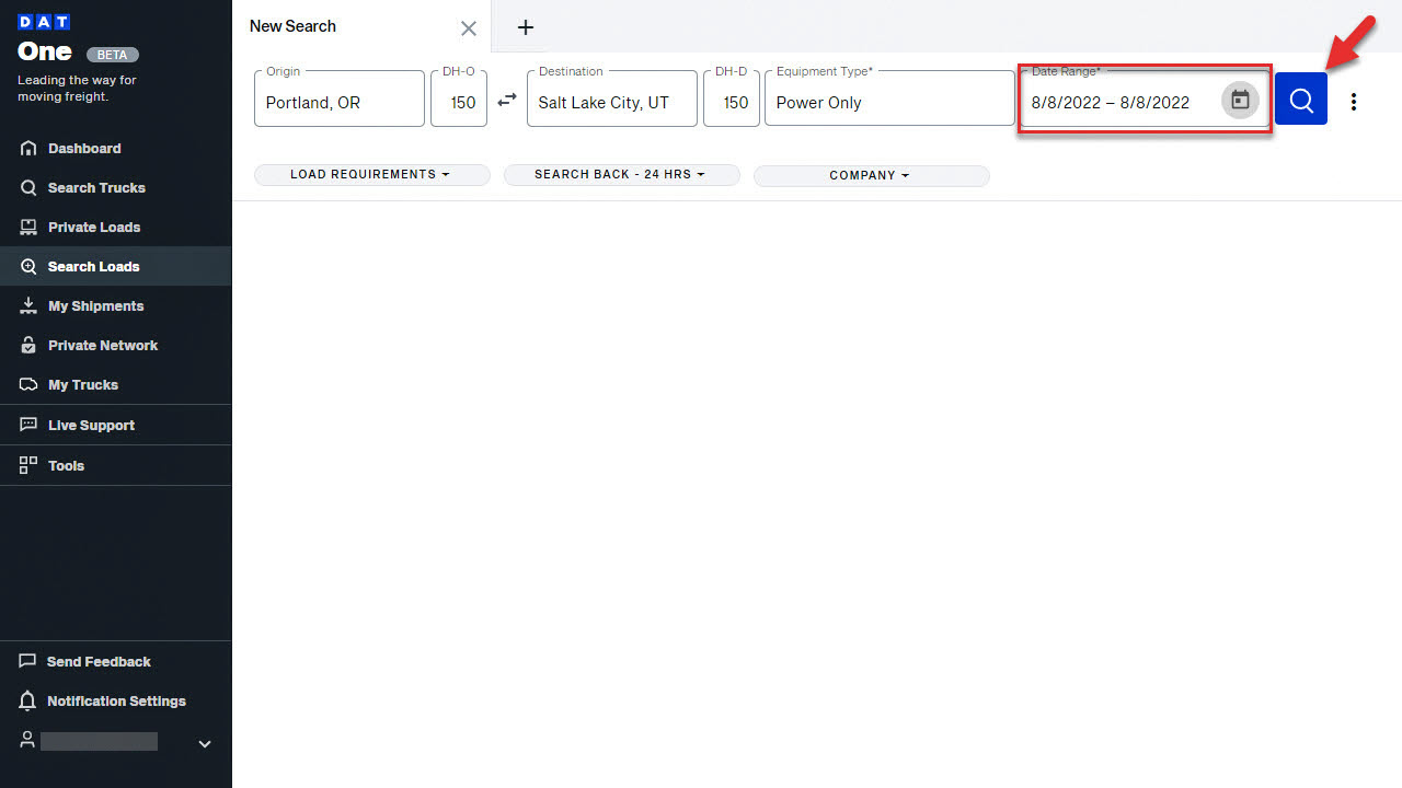 Search for Power Only loads | Welcome to DAT One Help Center