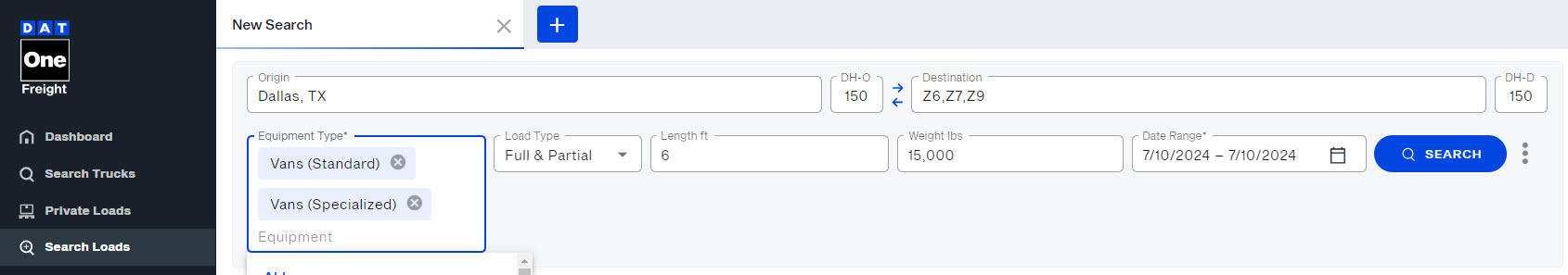 Find loads for sprinter vans, cargo vans, and box trucks on DAT One web ...