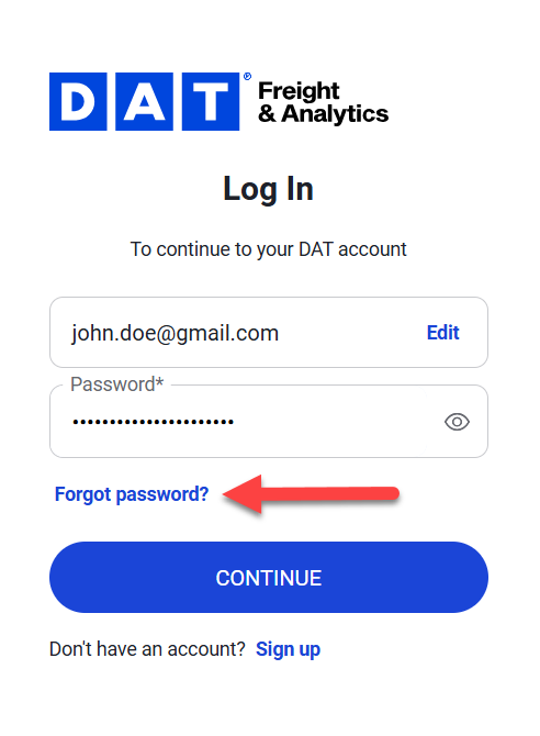 Unable to login - Reset my password | Welcome to DAT One Help Center