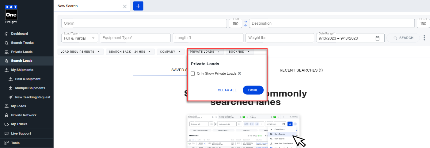 How to search for loads | Welcome to DAT One Help Center