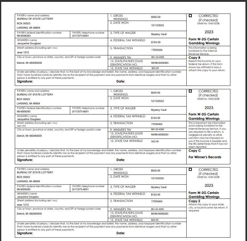 How Do I Print a W-2G Form for an Online Prize? | Michigan Lottery FAQ