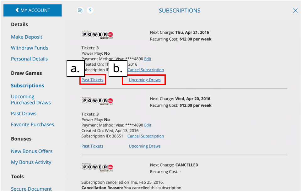 Where to Find Your Online Draw Game Subscriptions | Michigan Lottery FAQ