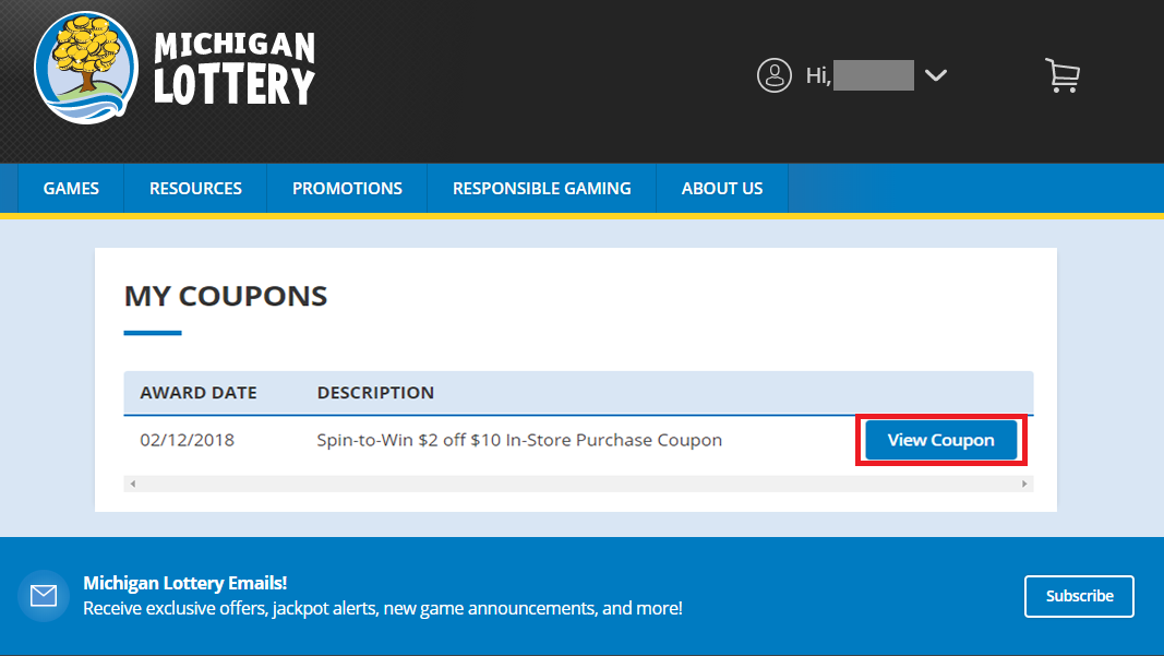 How do I find my coupons? | Michigan Lottery FAQ