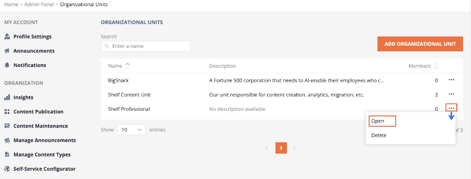 Organizational Units Feature Overview Guide | Shelf Help Center