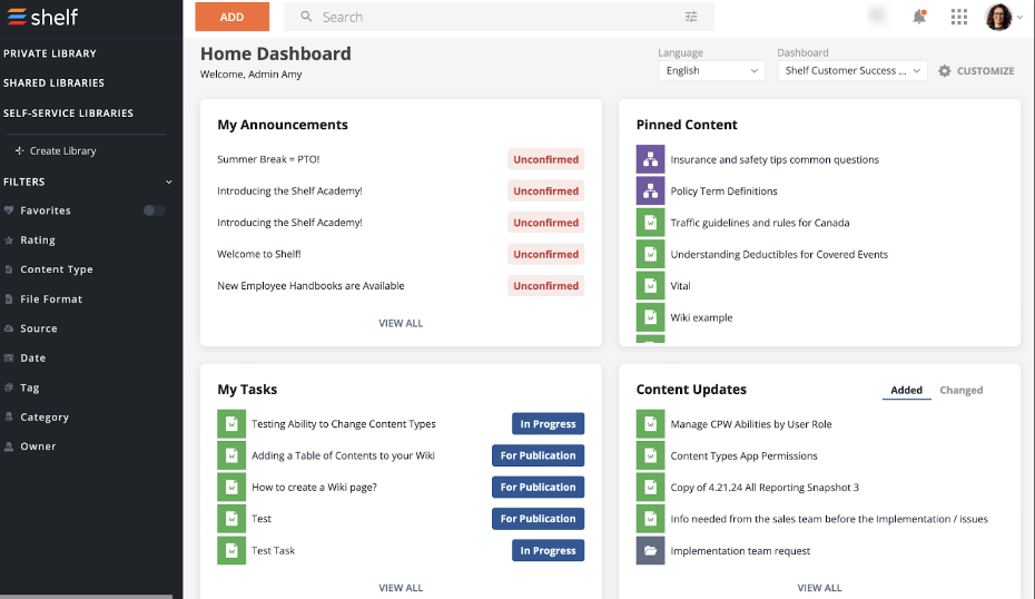 Shelf KMS Home Dashboard Overview Guide_v.1.1 | Shelf Help Center