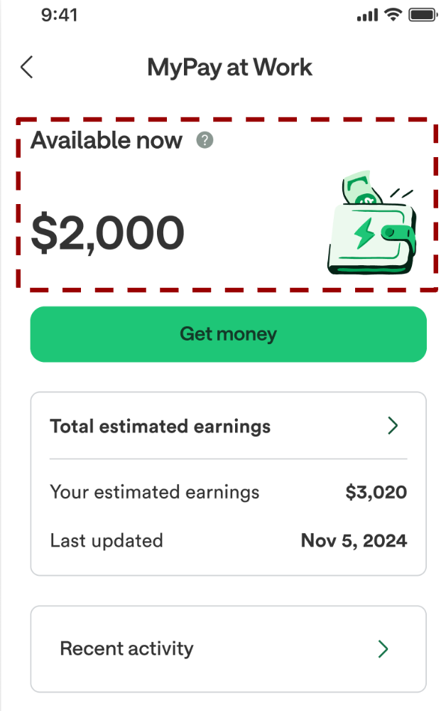 Your MyPay at Work Available now breakdown | Chime Help Center